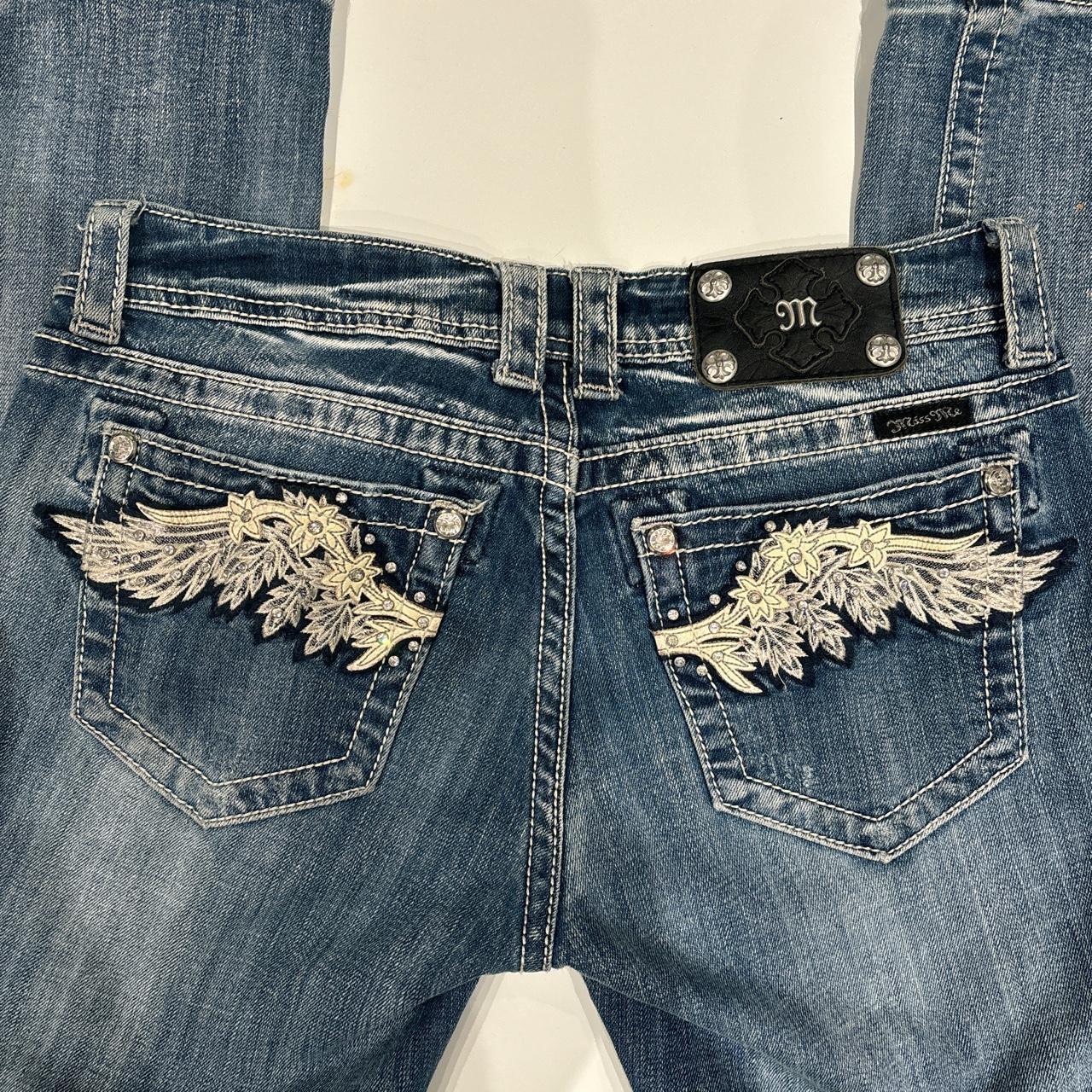 rare angel wing miss me jeans 🪽🧷🫧 sz 30 fits small... - Depop