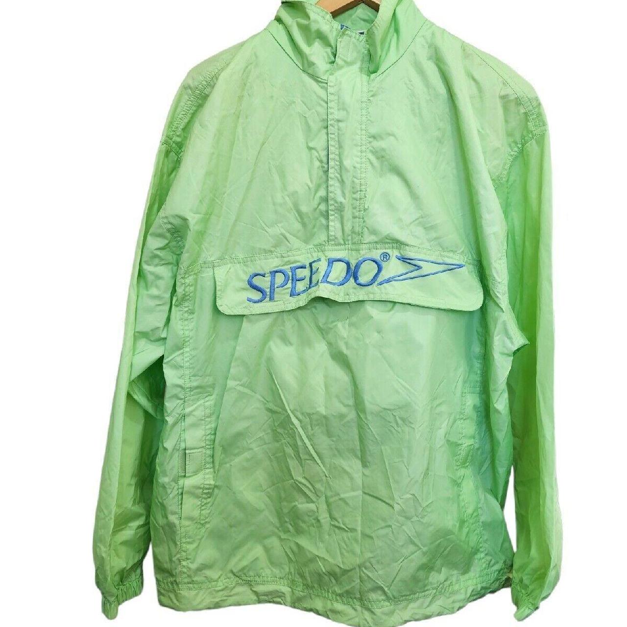Vintage Lime Green Speedo 14 Zip Windbreaker Hooded Depop