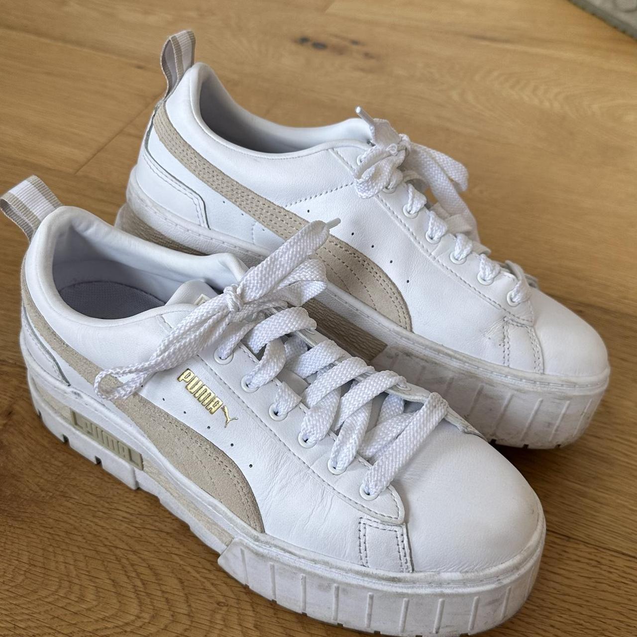 PUMA Mayze Chunky White Platform Women’s Trainers... - Depop