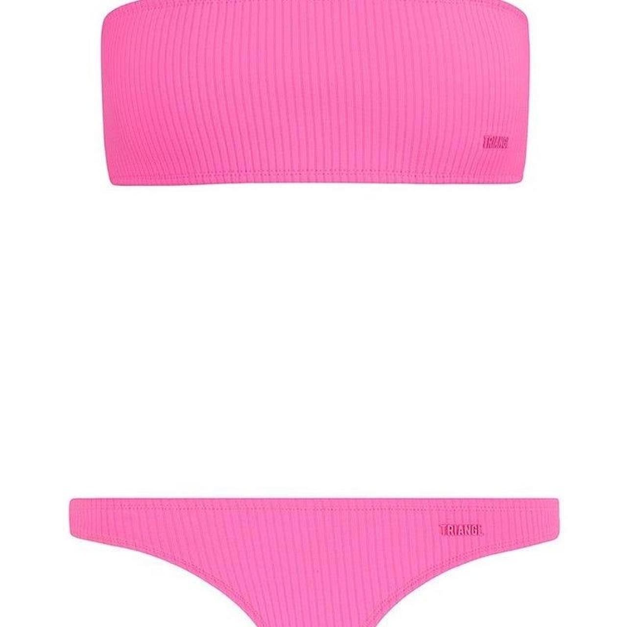 Pink triangl tube top swimsuit size medium bottoms,... - Depop