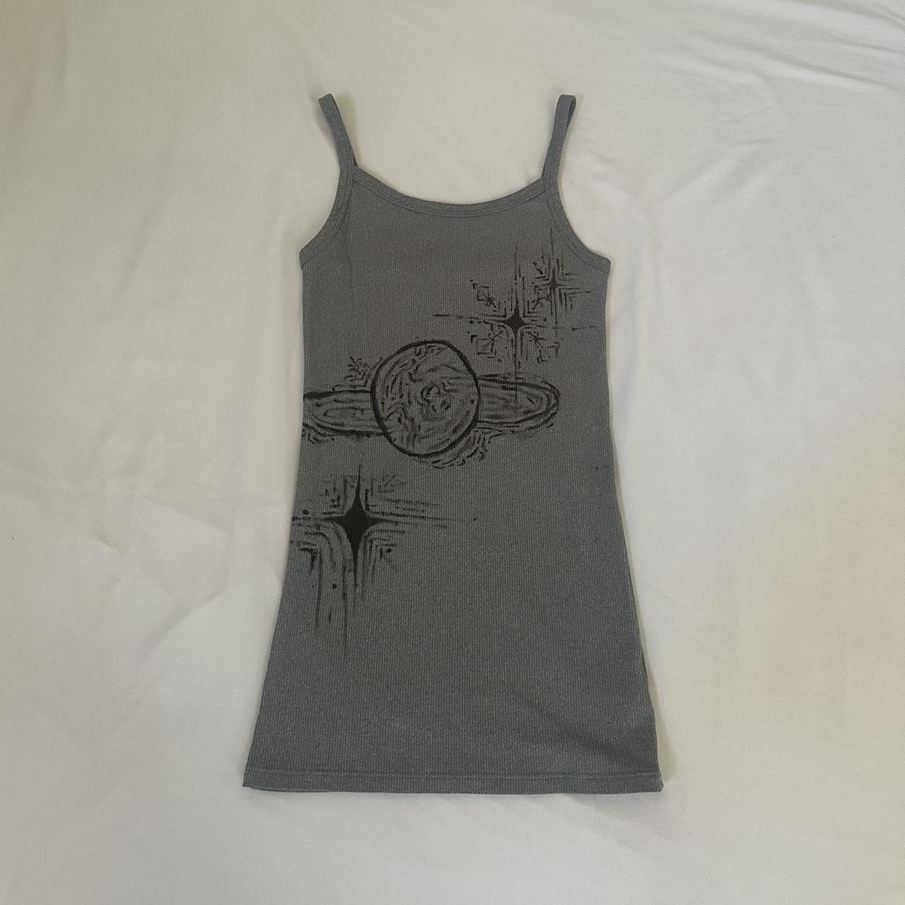 saturn and stars painted tank top no flaws i painted... | Depop