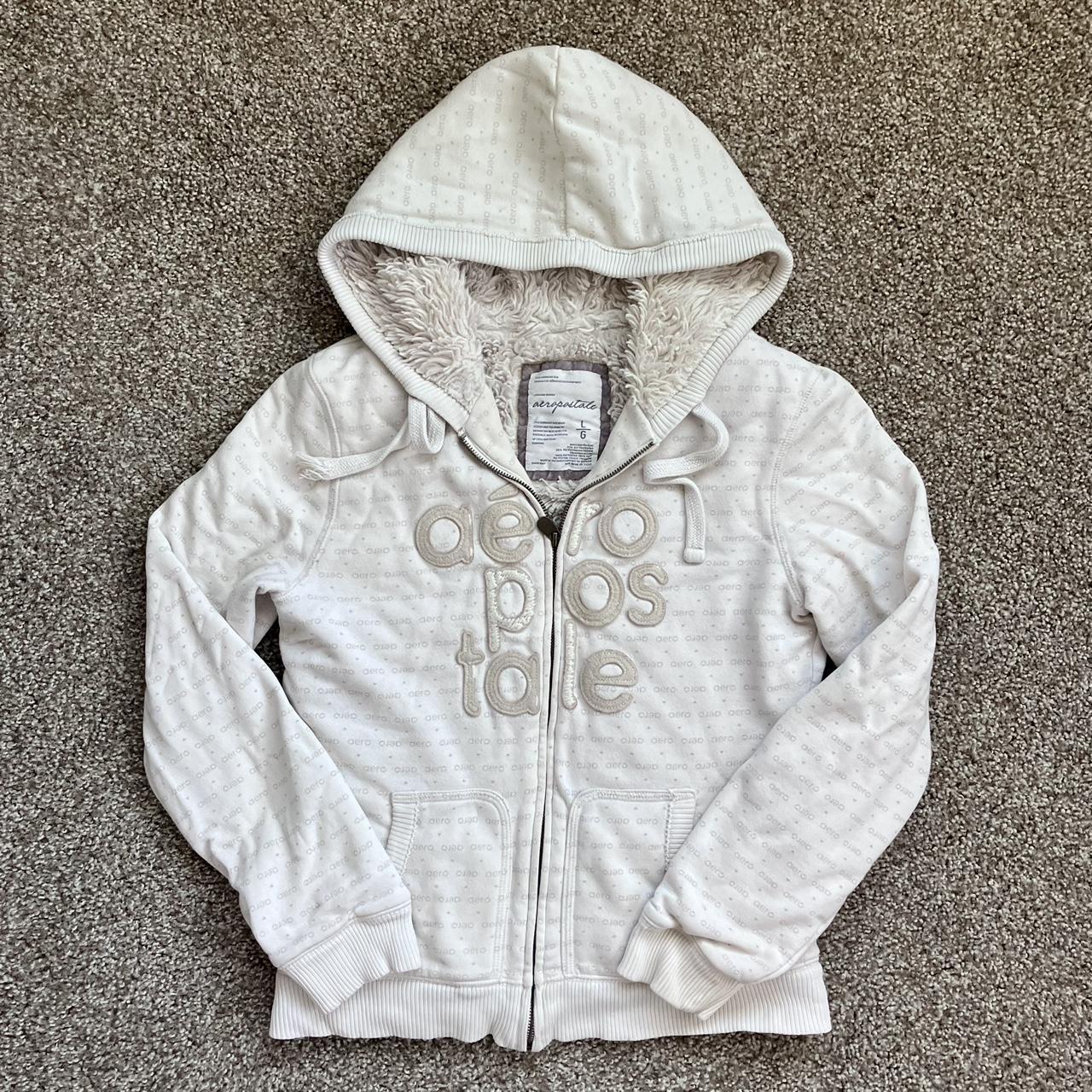 Y2K Aeropostale fuzzy faux fur lined zip up... - Depop