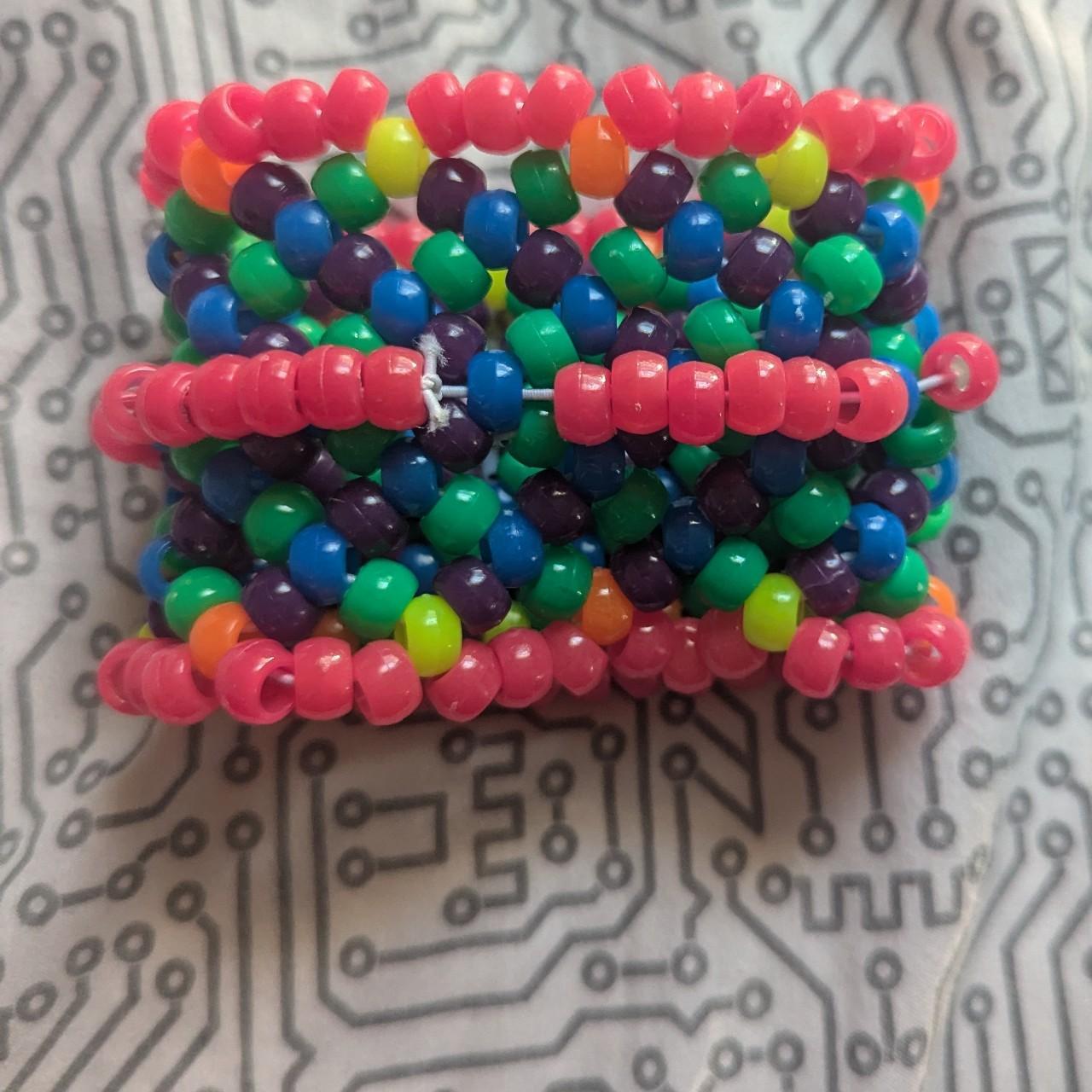 "bass sl ut" rainbow kandi cuff Made this a while... | Depop