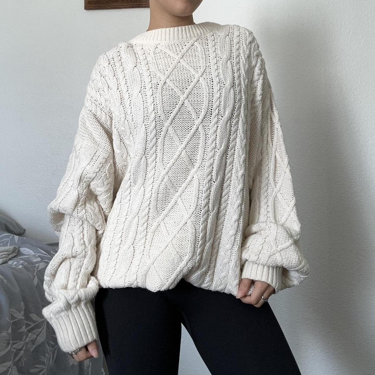 chunky knit sweater 🤍 labeled size XL for reference... - Depop