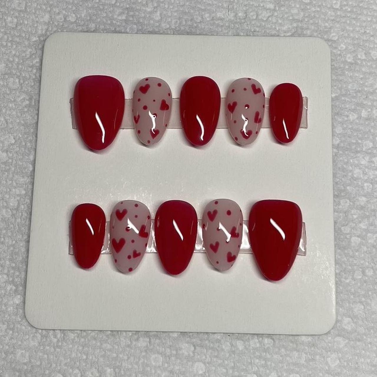 Handmade custom set press on valentine themed nails!... - Depop