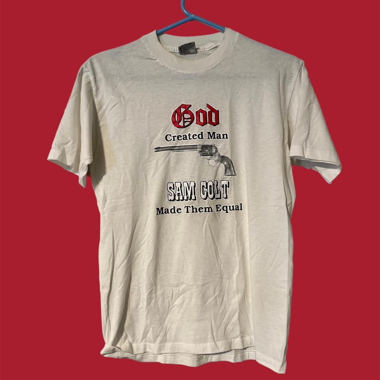 SAM Men's Red and White T-shirt | Depop