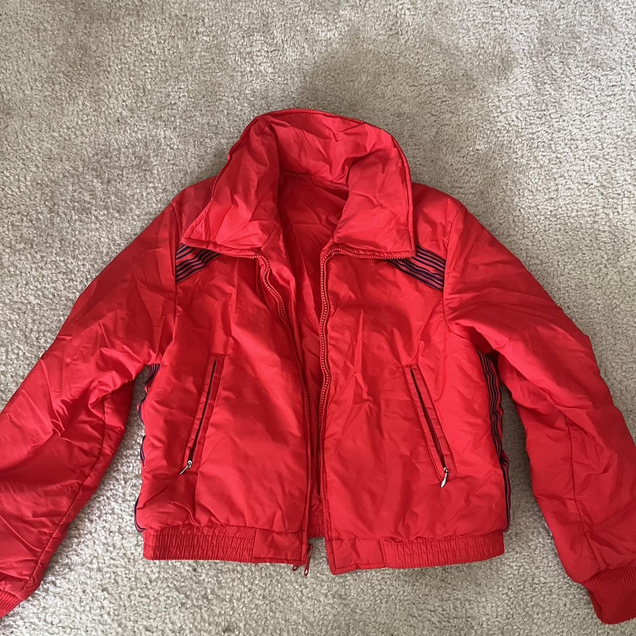 - VINTAGE thrifted red 80s puffer jacket -... - Depop