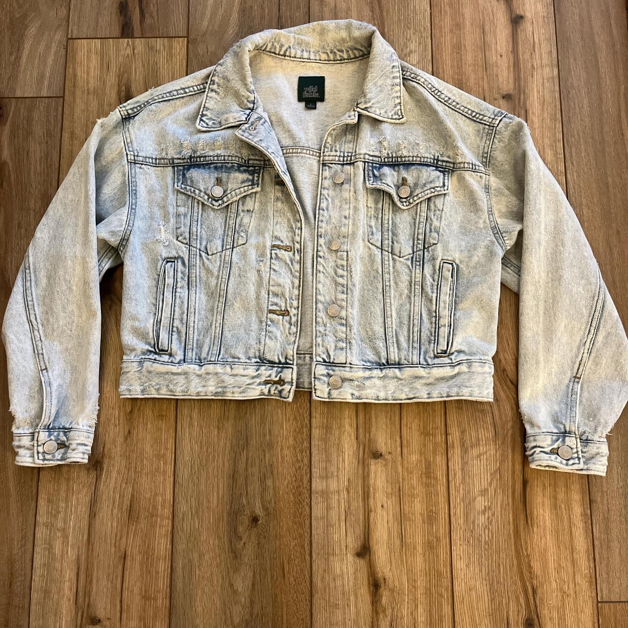 Wild Fable cropped denim jacket, light wash... - Depop