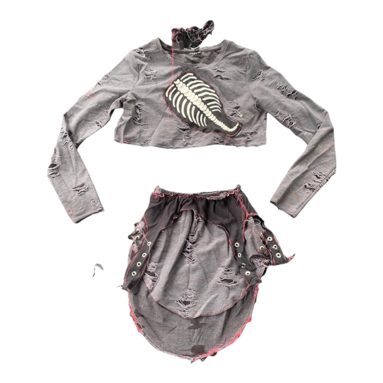 Reworked shredded punk set Composed of a crop top... - Depop