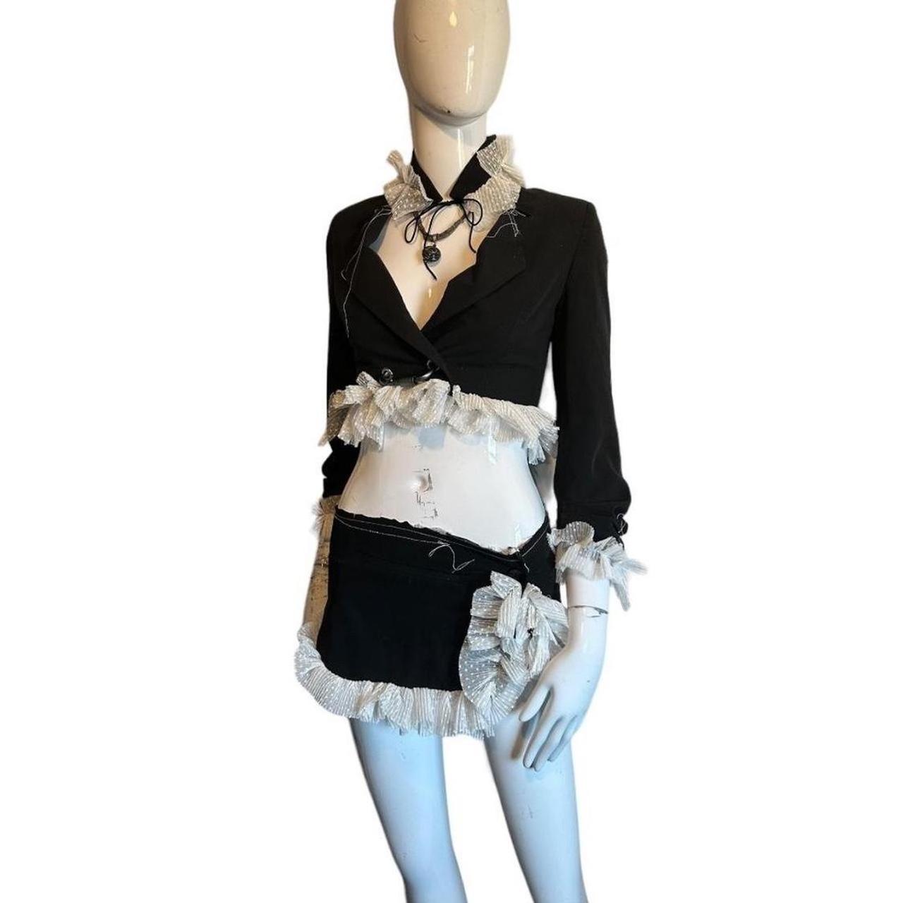 Clowncore goth crop jacket and micro wrap skirt with... | Depop