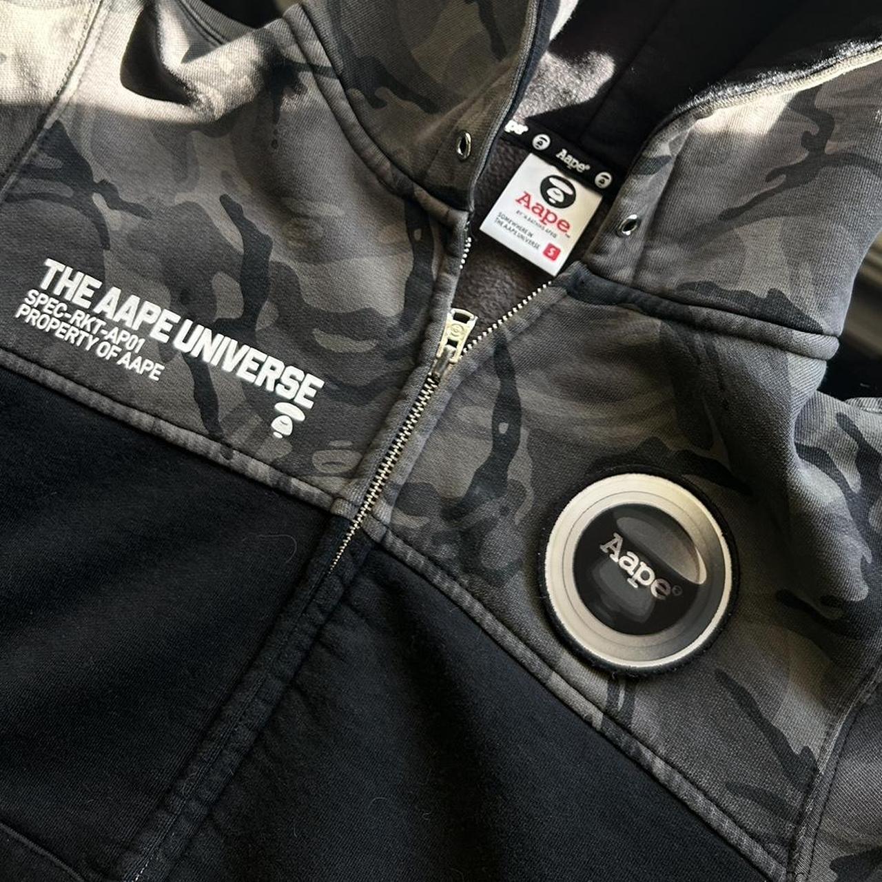 A Bathing Ape Black & Grey Camo Zip Up - Depop