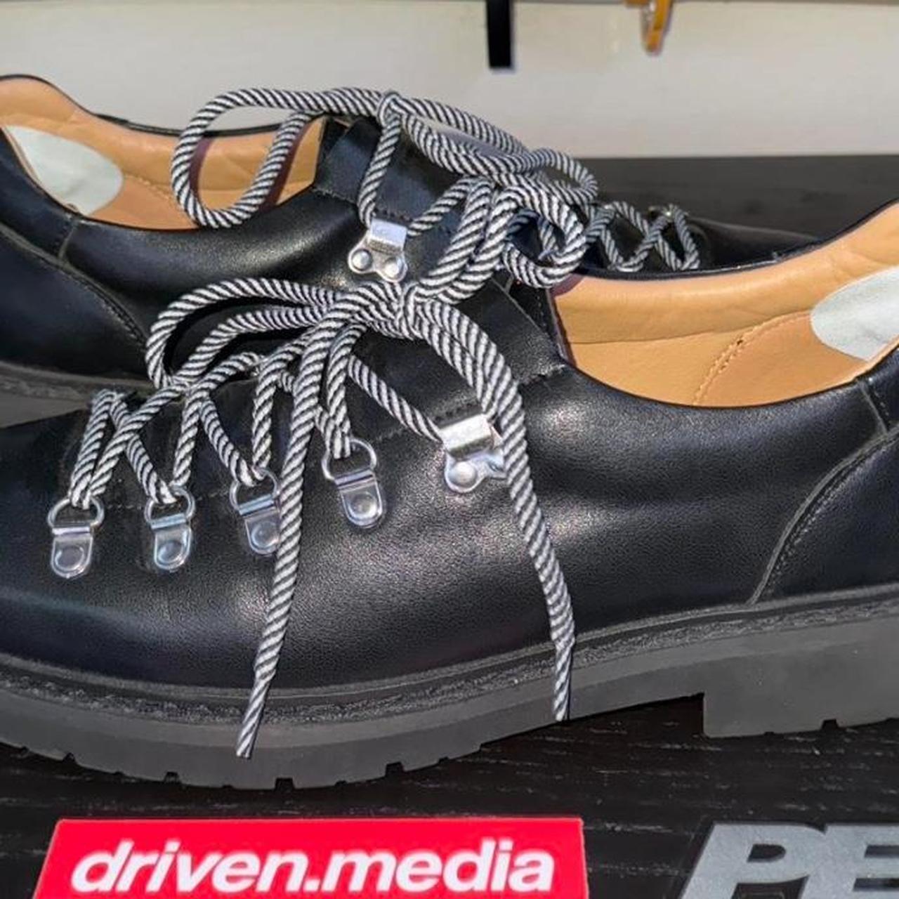 Black leather low top derby hiking shoes/boots No... | Depop