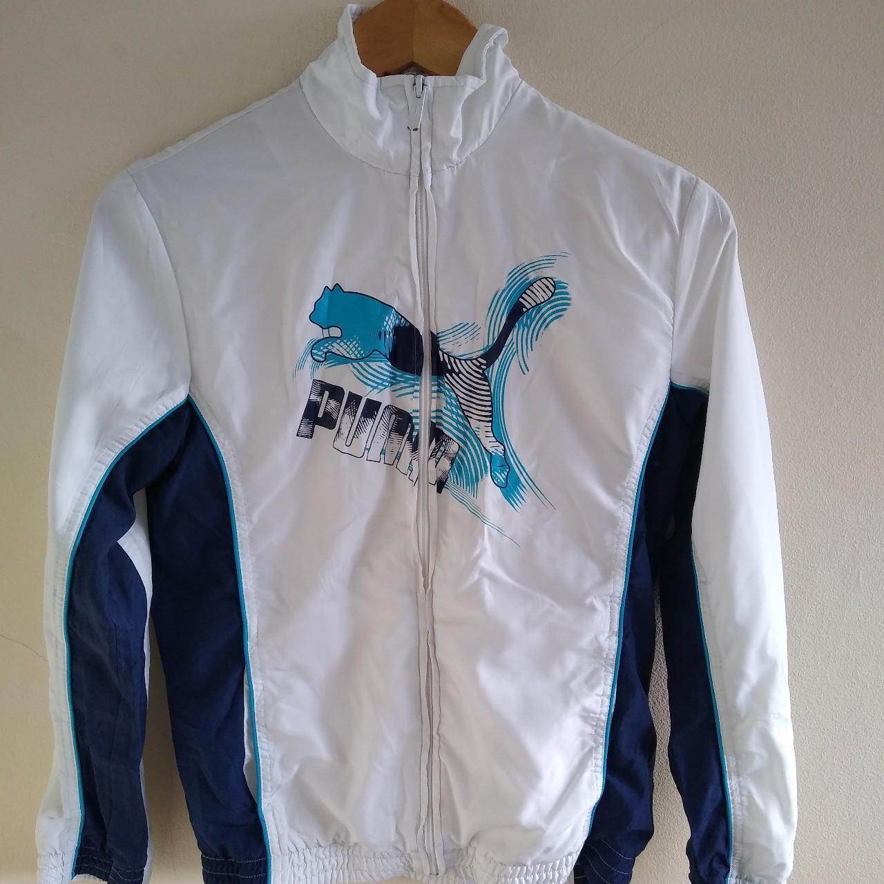 White Puma Zip Up Training Jacket Age 14-16 Or... - Depop