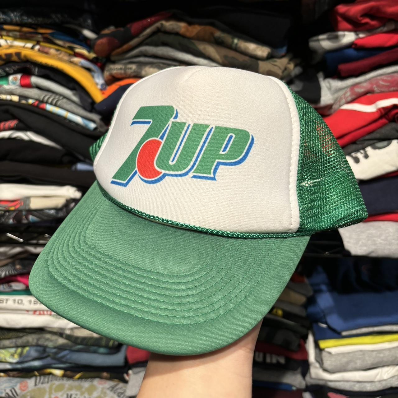Vintage 80s 7up Soda Trucker Snapback Hat good... | Depop