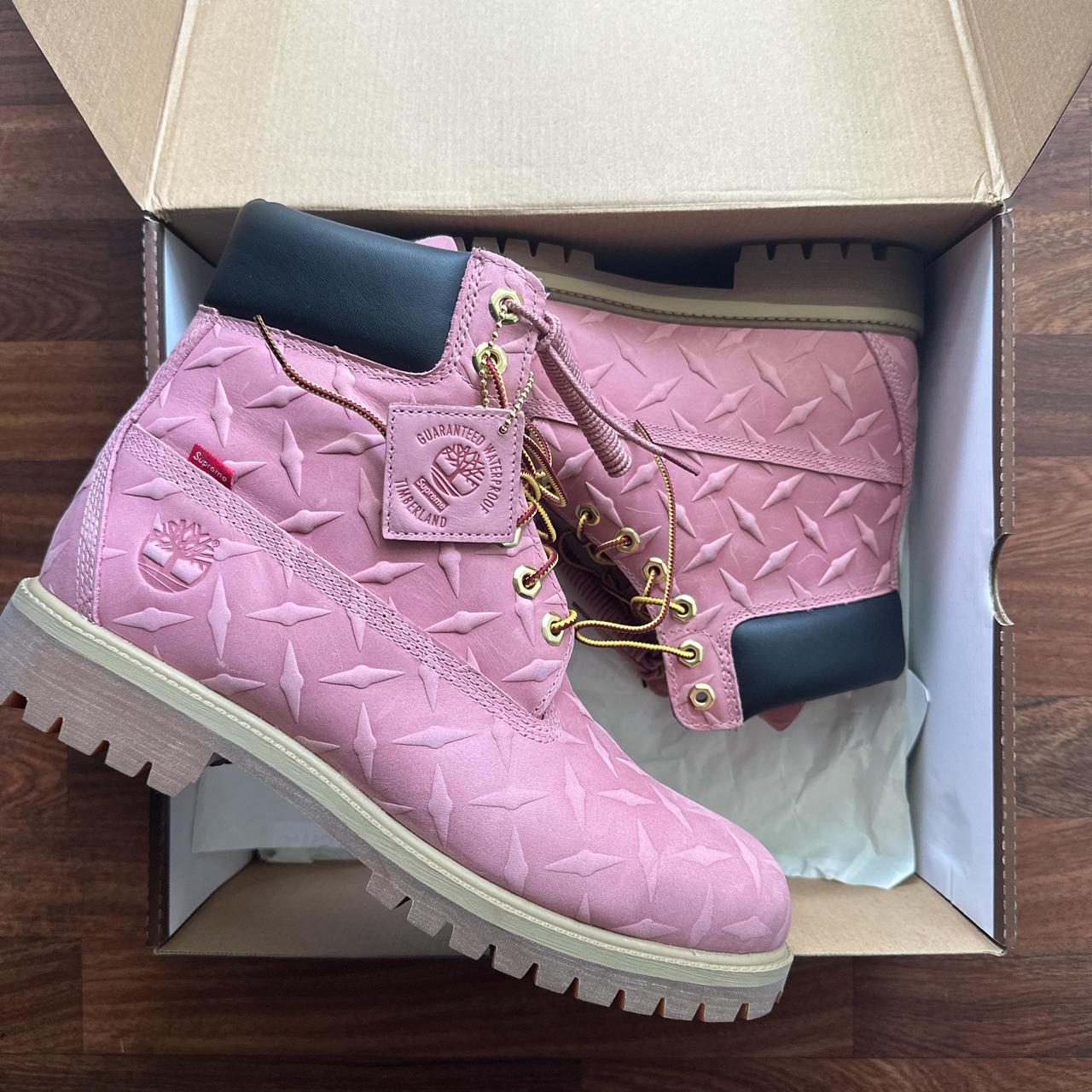 VNDS Extremely RARE! Pink Timberland x Supreme Boots... - Depop