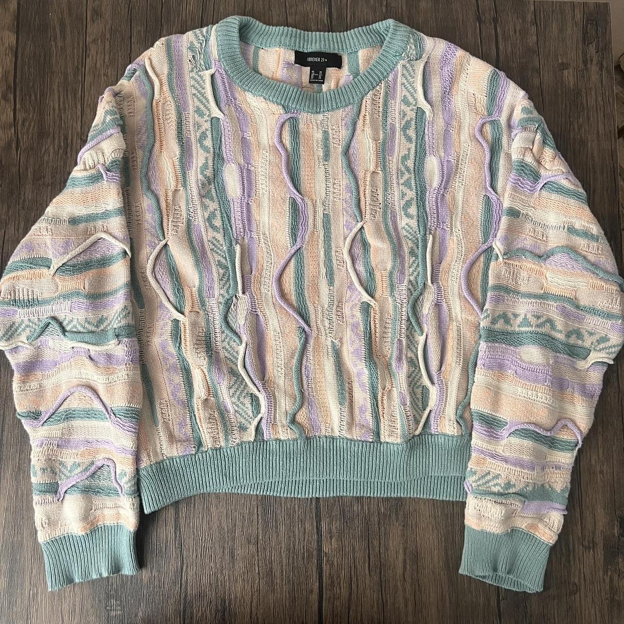 3x abstract multi colored sweater with colors such... - Depop