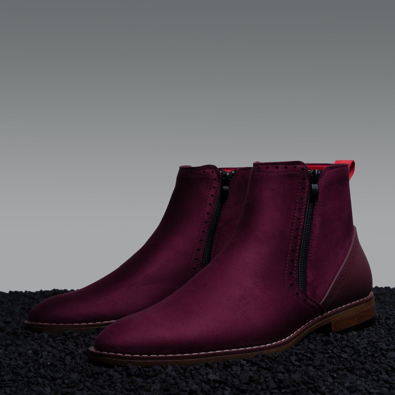Men's Burgundy Boots | Depop