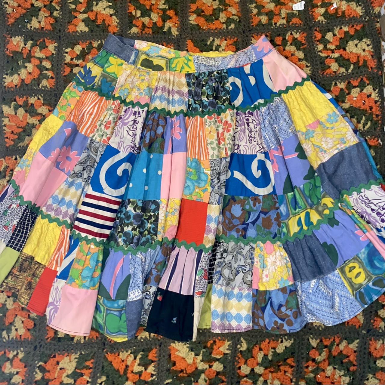 Authentic Vintage 60s Patchwork Skirt! In very good... - Depop