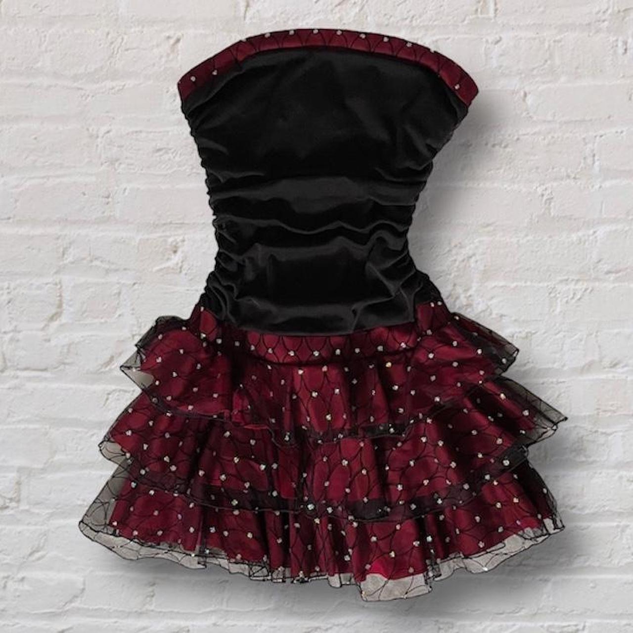 2000s y2k black and red strapless dress Reminds me... - Depop