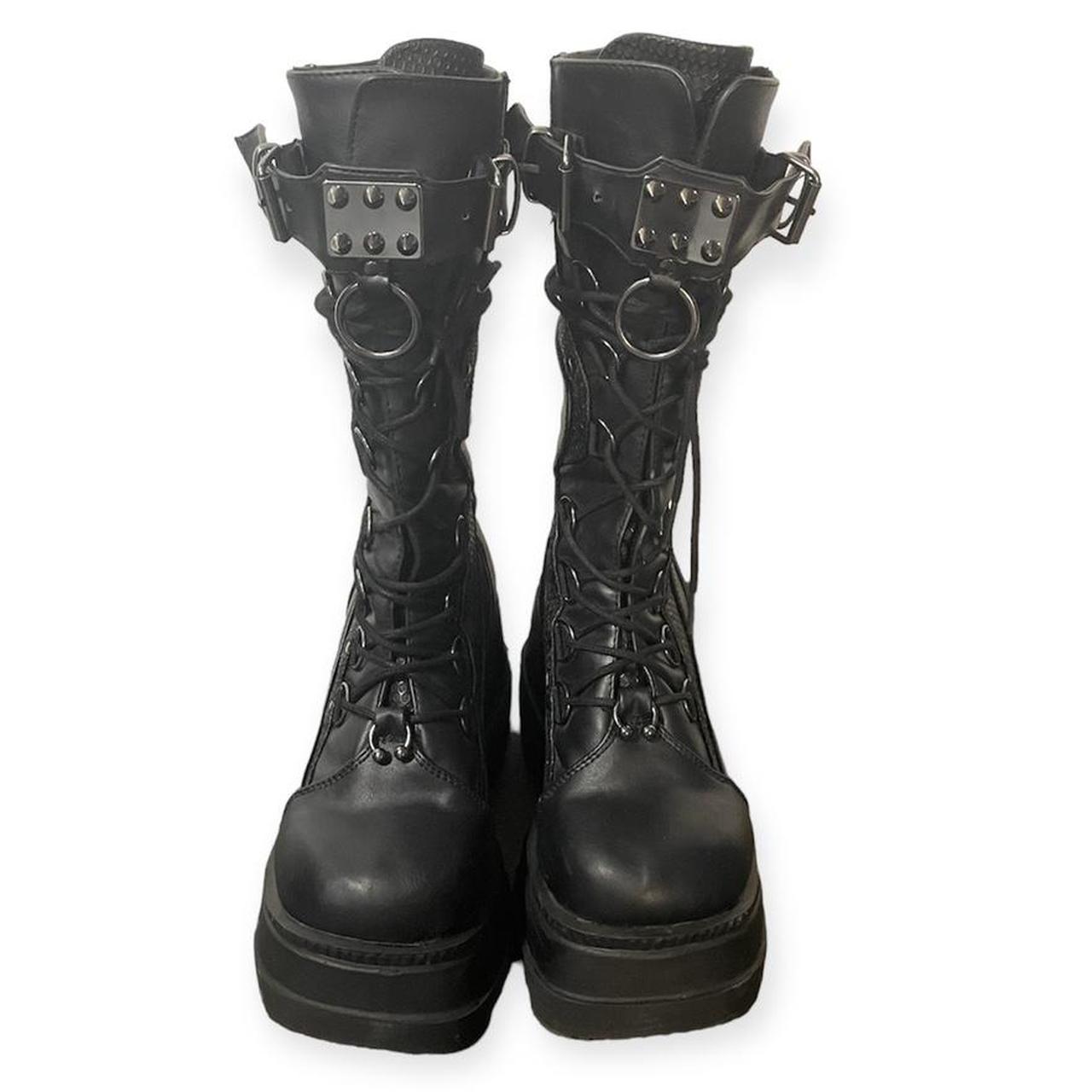 DEMONIA SHAKER-70 Black platform combat boots with... - Depop