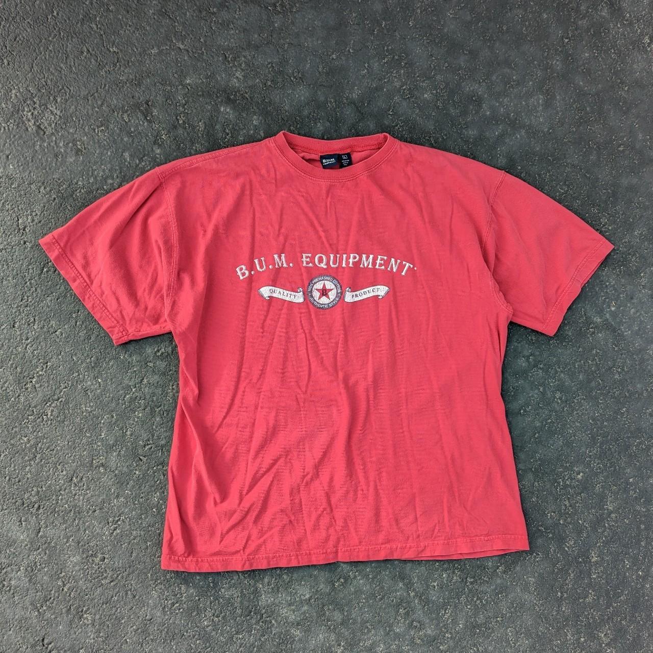 Vintage 90s Red BUM Equipment Logo Graphic... - Depop