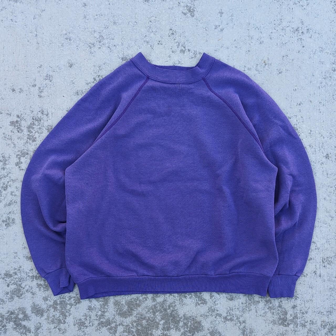 80s Tultex Purple Raglan Crewneck Sweatshirt Good... - Depop
