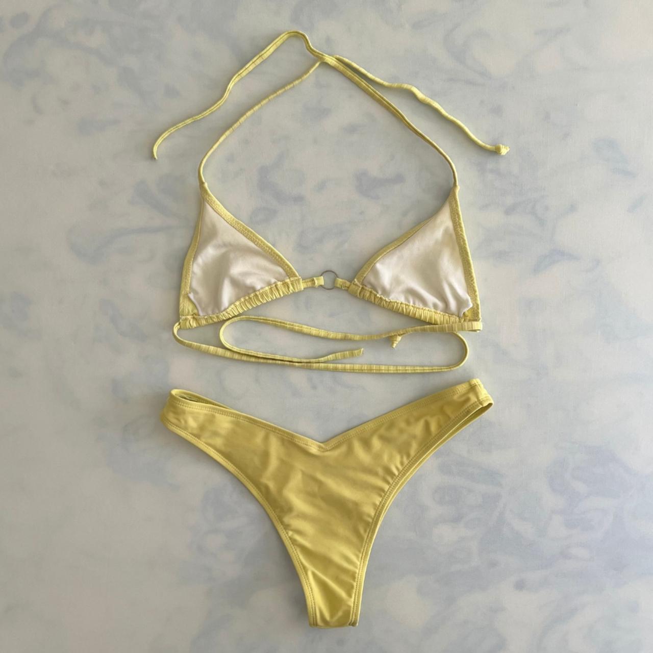 Butter Yellow Triangle Tie Top Cheeky High Waisted... | Depop