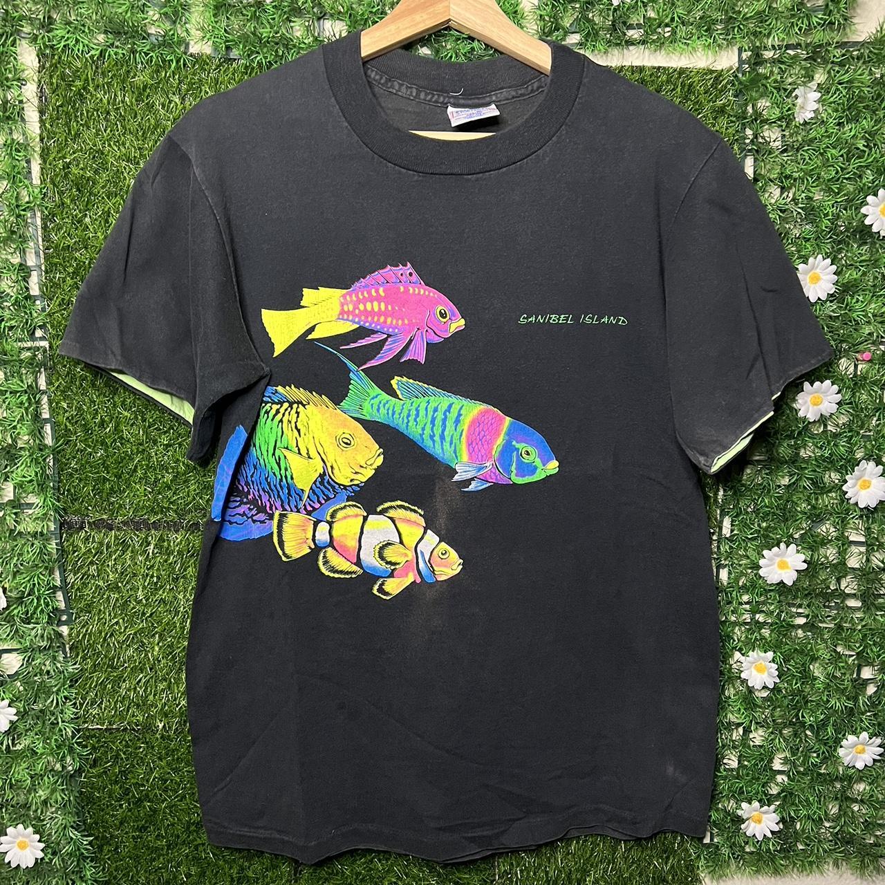 Vintage Sanibel Island Florida Neon Fish Wrap Around... - Depop