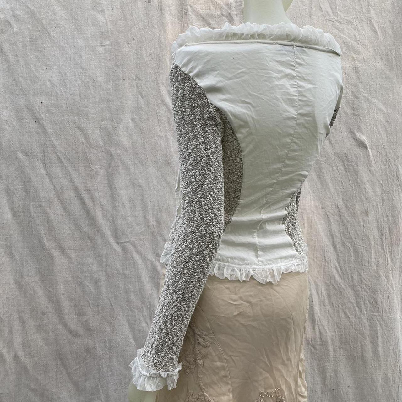 90s/00s ruffle knit French designer top Size 1... - Depop