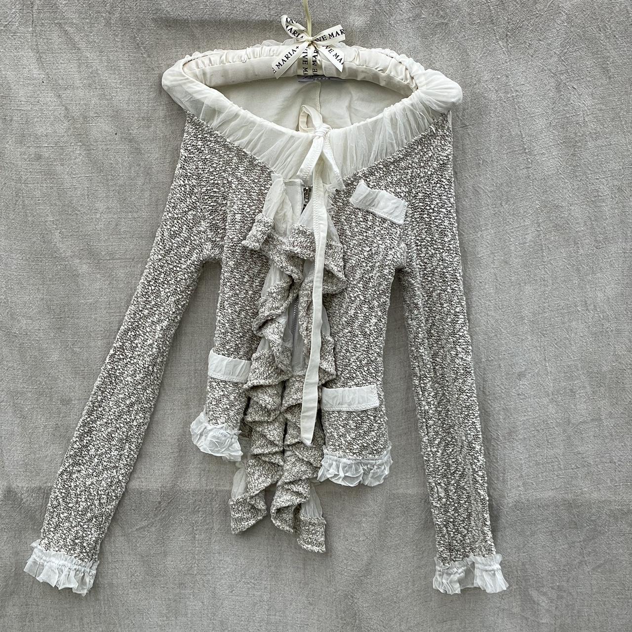 90s/00s ruffle knit French designer top Size 1... - Depop