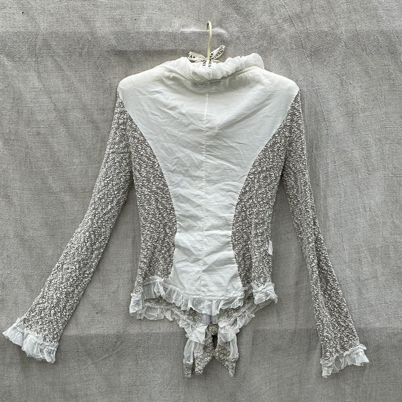 90s/00s ruffle knit French designer top Size 1... - Depop