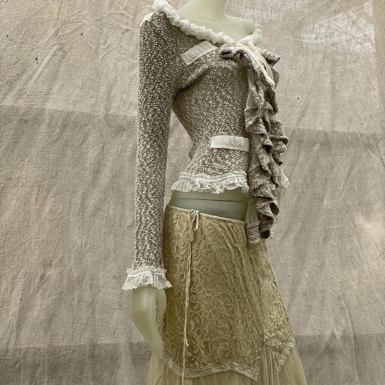 90s/00s ruffle knit French designer top Size 1... - Depop