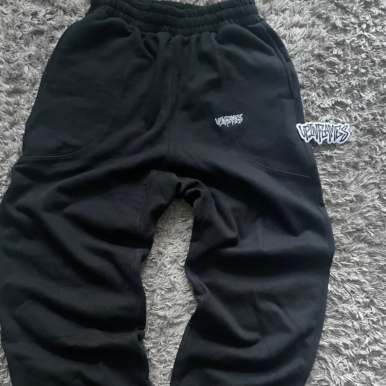 Upinflames black reverse stitch joggers S 500 gsm... | Depop