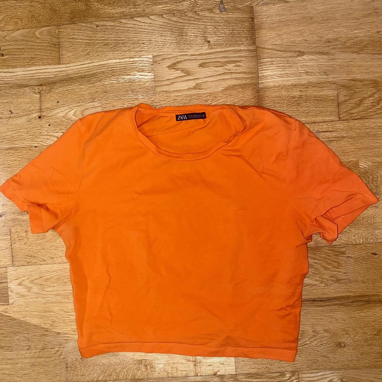 Zara Orange cropped top! in perfect condition worn... - Depop