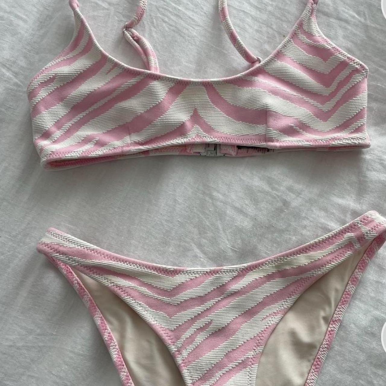 Triangl Pink and white bikini set perfect... - Depop