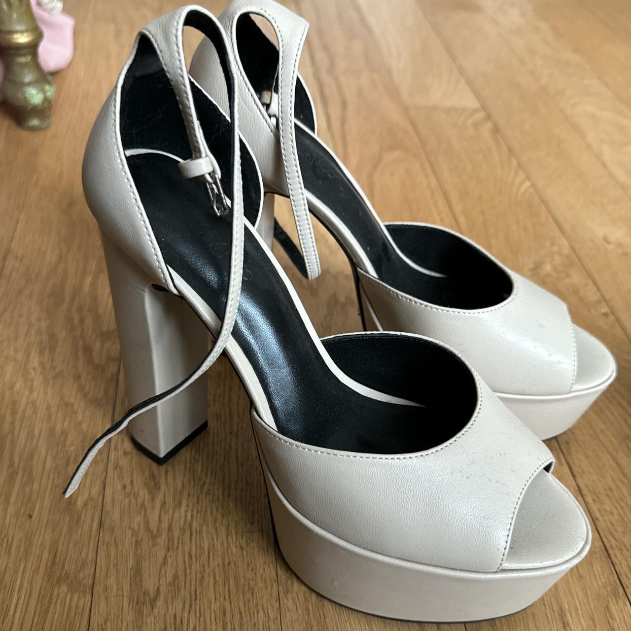 Tony Bianco barely worn cream color platform heels... - Depop