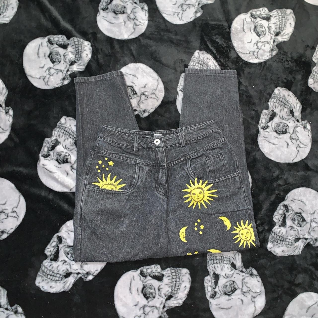 Celestial Sun and Moon Denim Jeans unbranded... - Depop