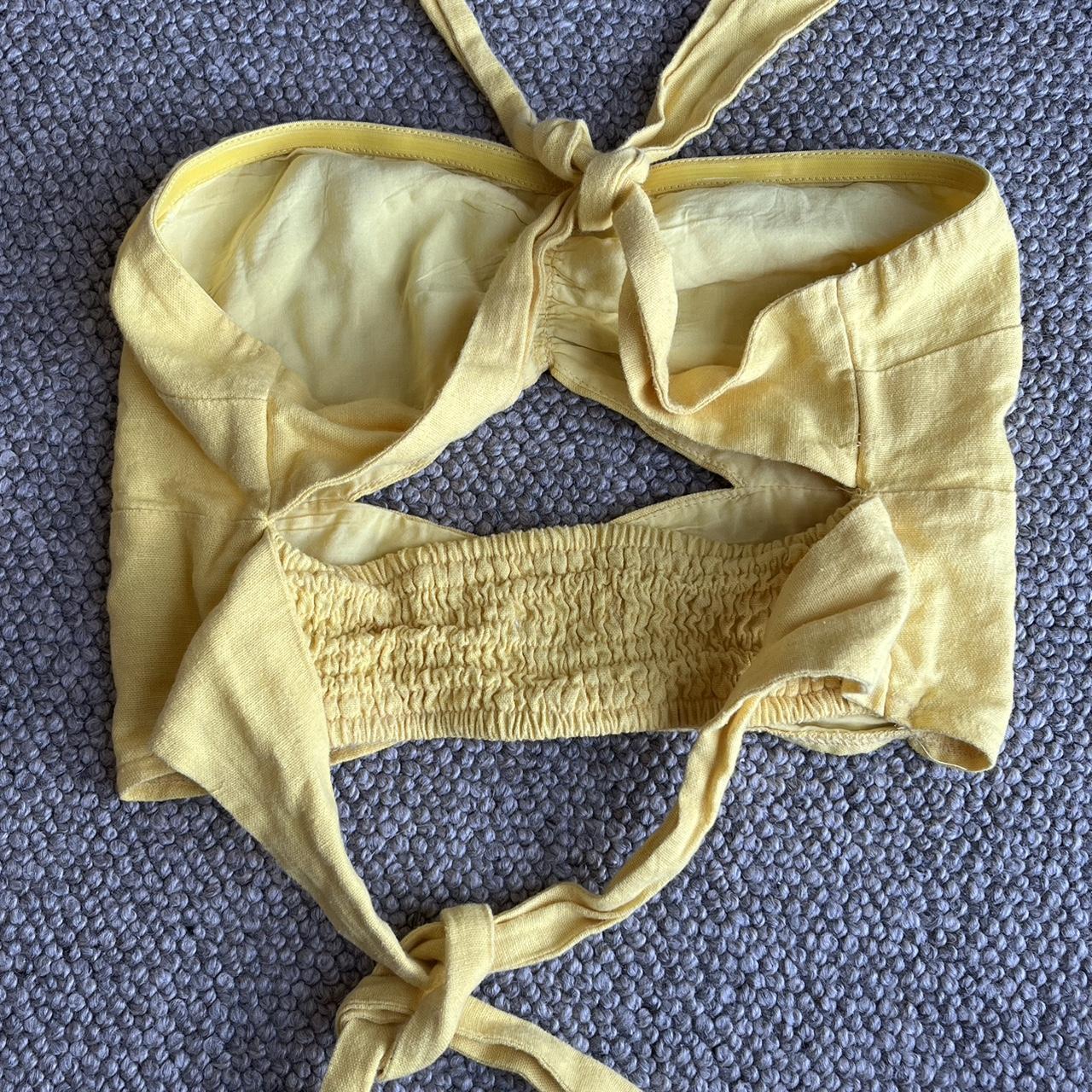 Glassons Tie-Back Strapless Top • Yellow • Size... - Depop