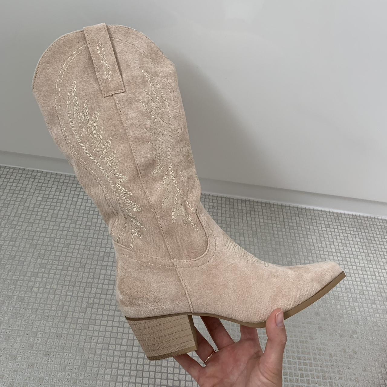 Beige suede cowboy boots Perfect as a winter... - Depop