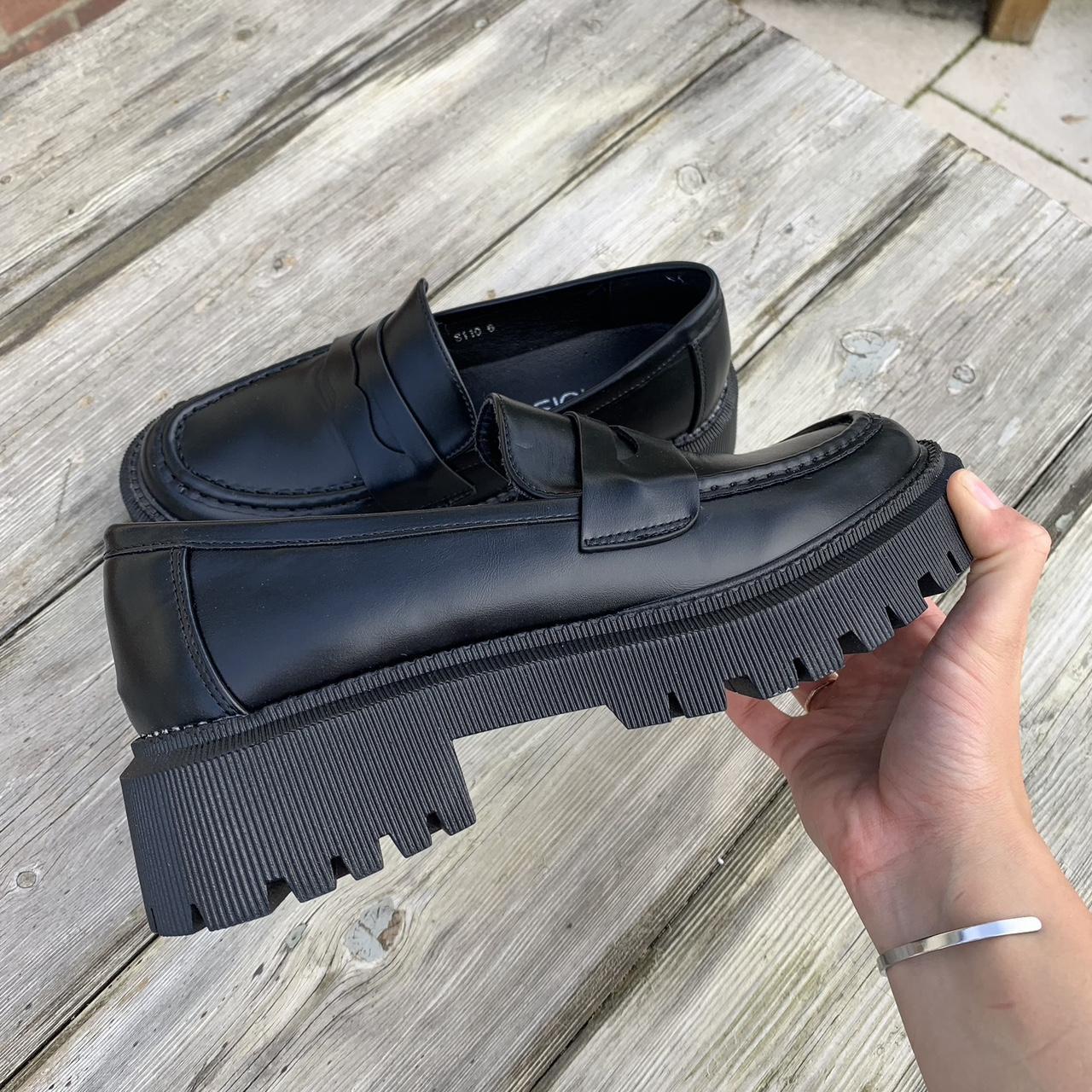 Black chunky loafers Platform chunky style, winter... - Depop