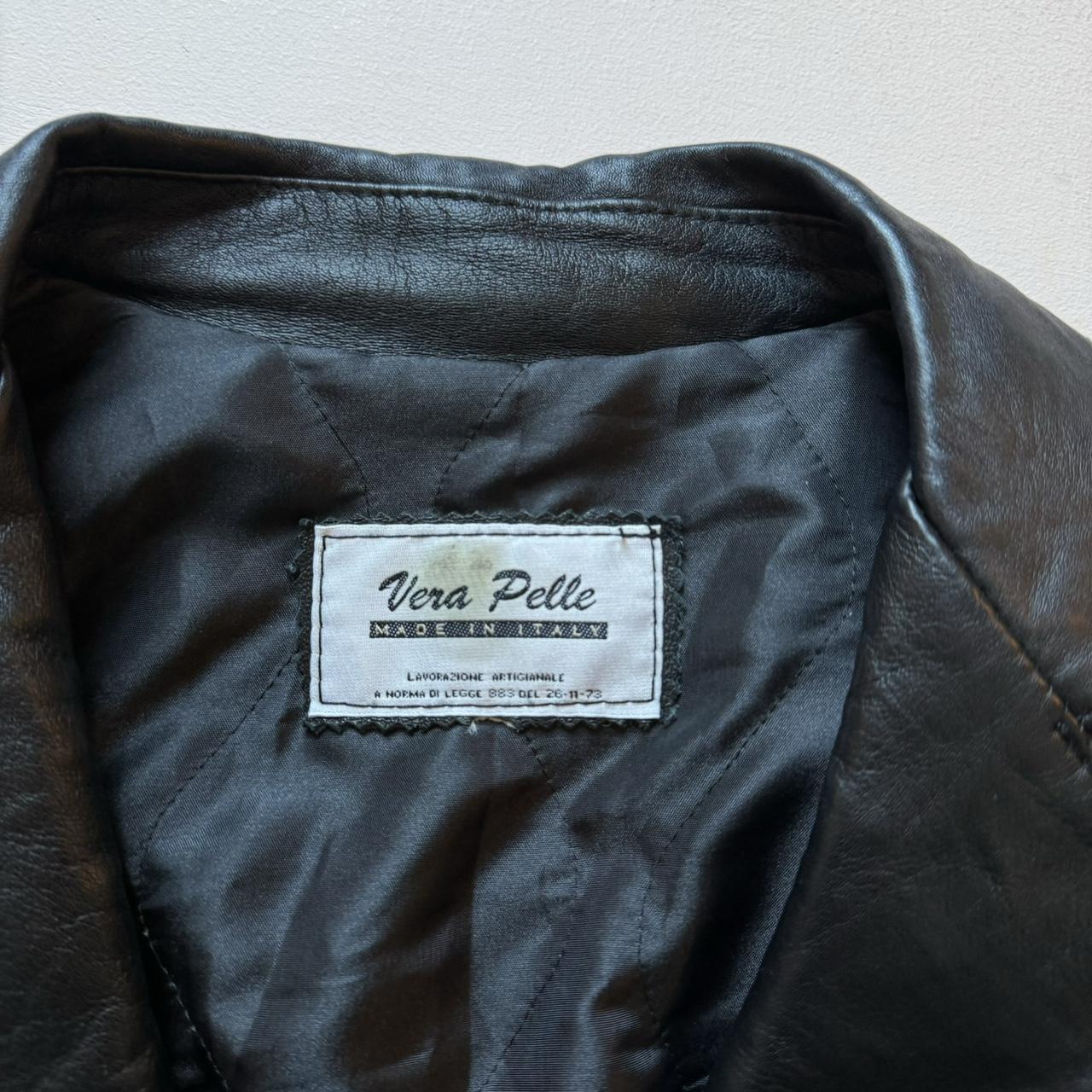 Vera Pelle black vintage leather jacket multiway zip... - Depop