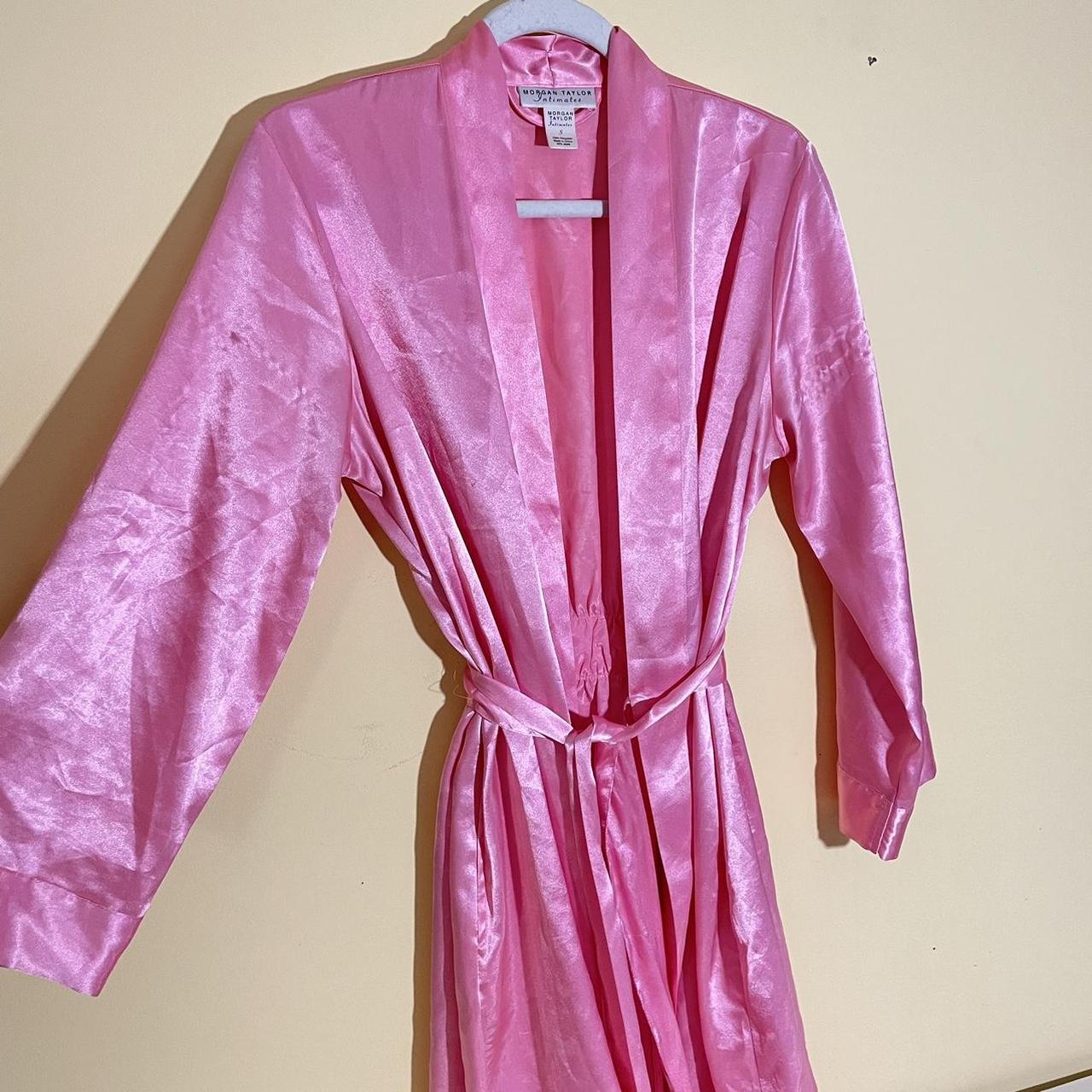 Morgan Taylor intimates pink satin robe size small.... - Depop