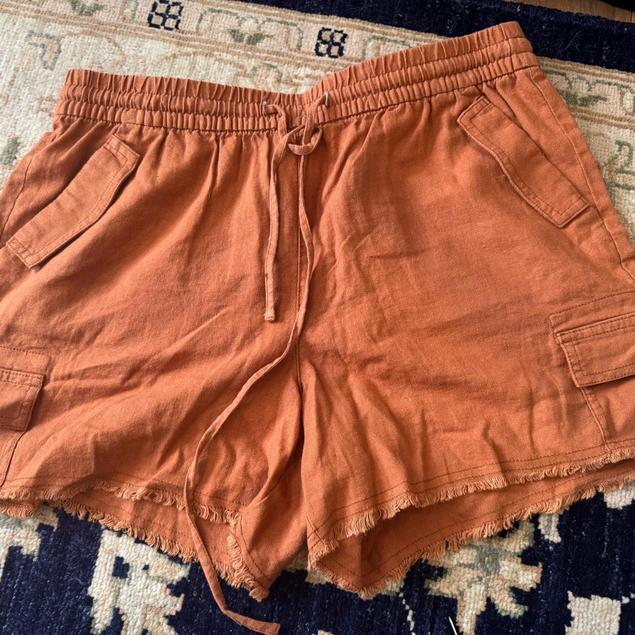 Orange linene ana shorts, never been worn before,... | Depop