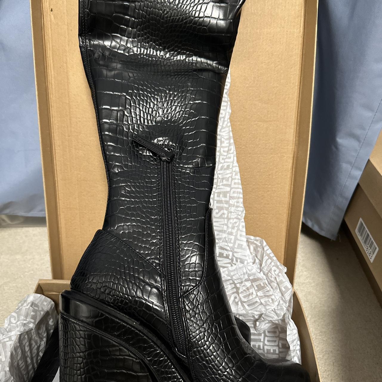 Steve Madden croc faux leather platform knee high... - Depop