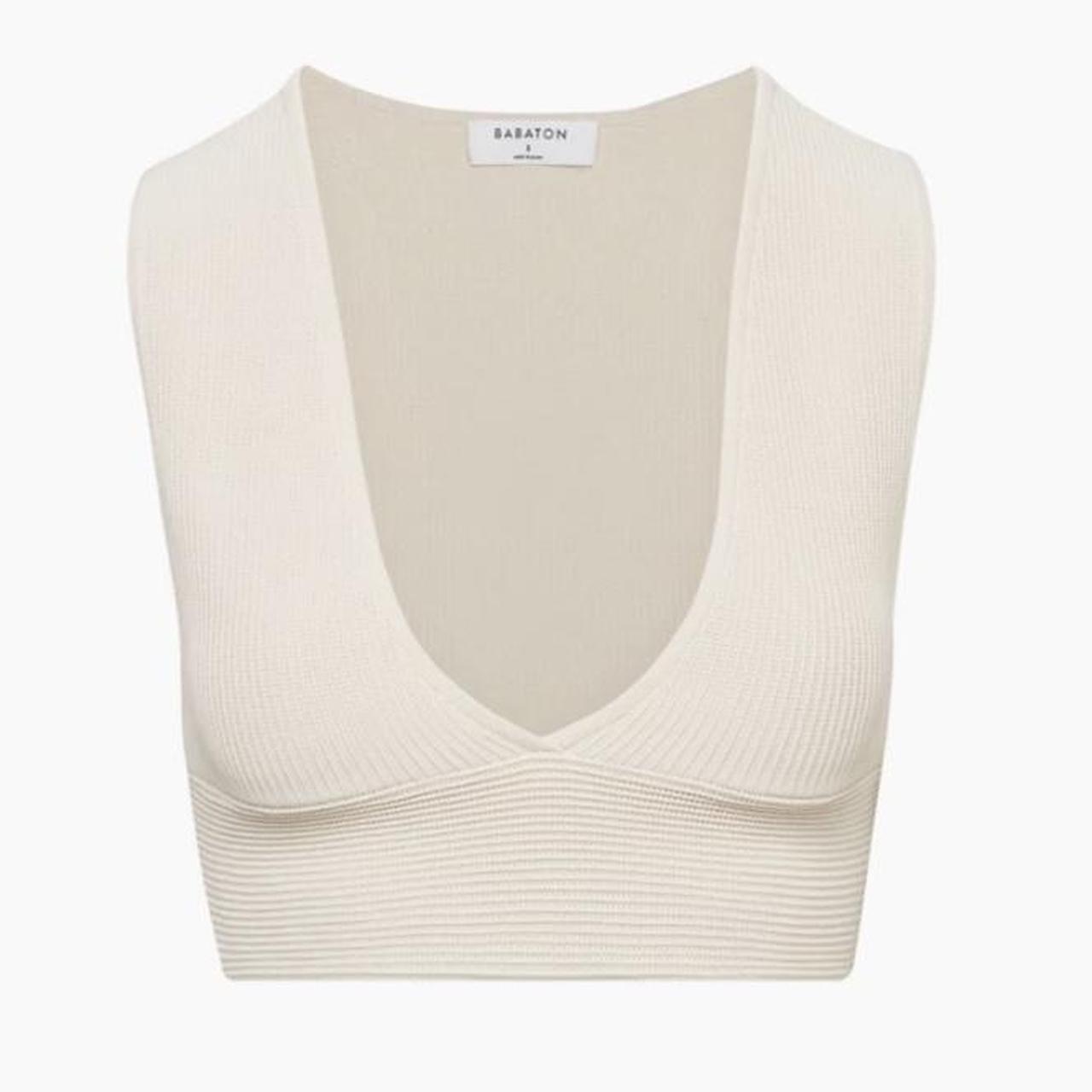 Aritzia BABATON sculpt knit deep V tank Size:... - Depop