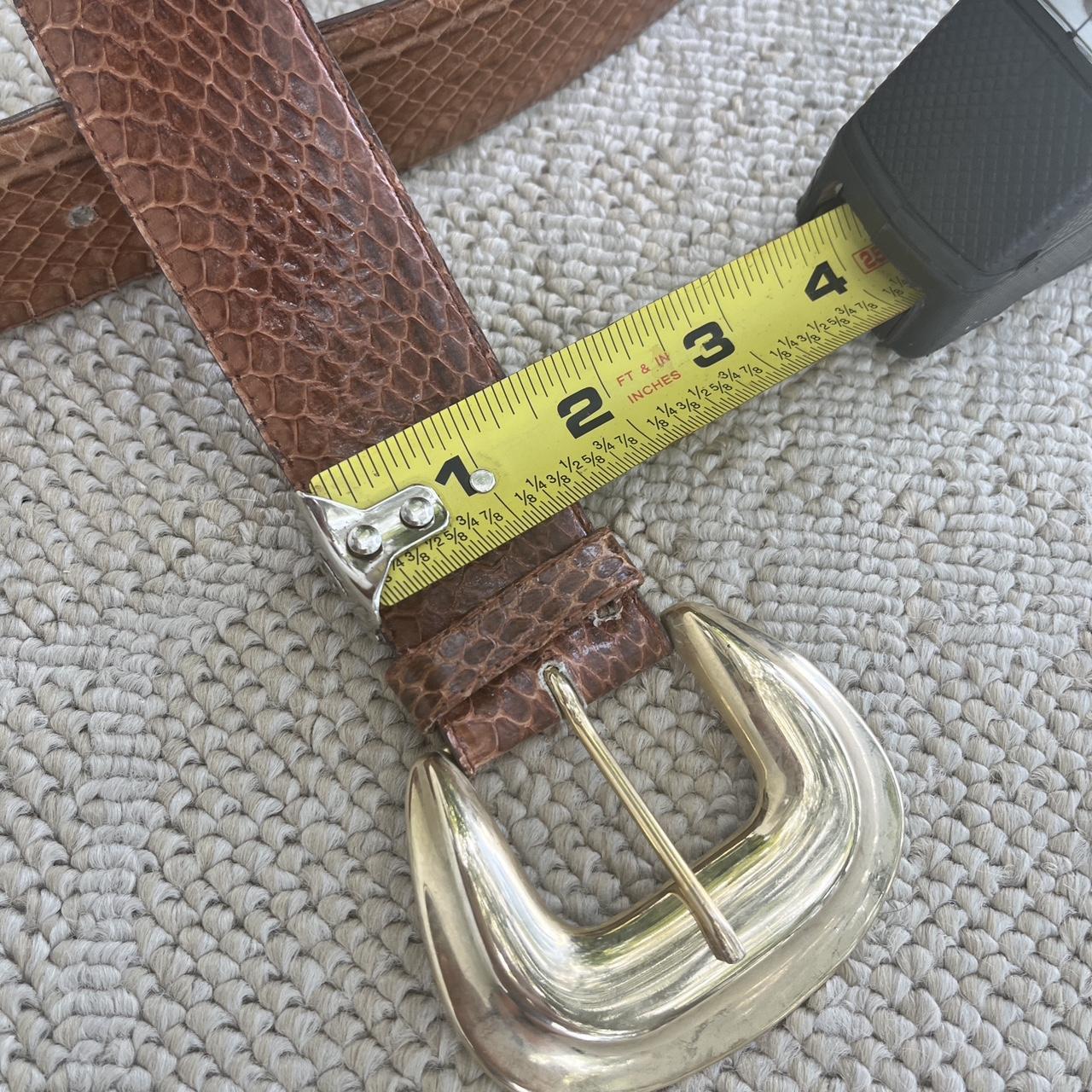 Vintage Brown Snakeskin Chunky Waist Belt Gold... - Depop