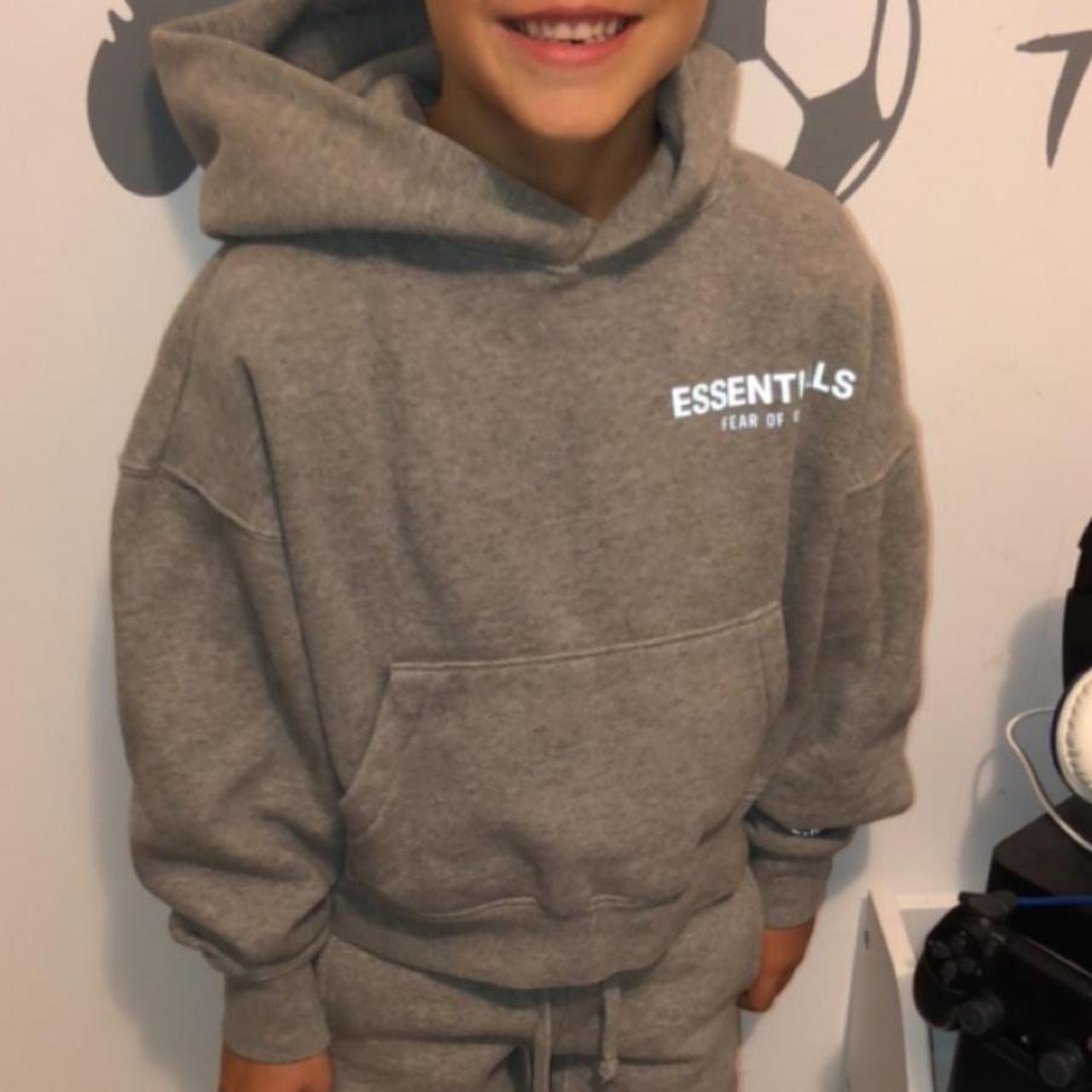 Kid’s grey essentials fear of god tracksuit Jumper... - Depop
