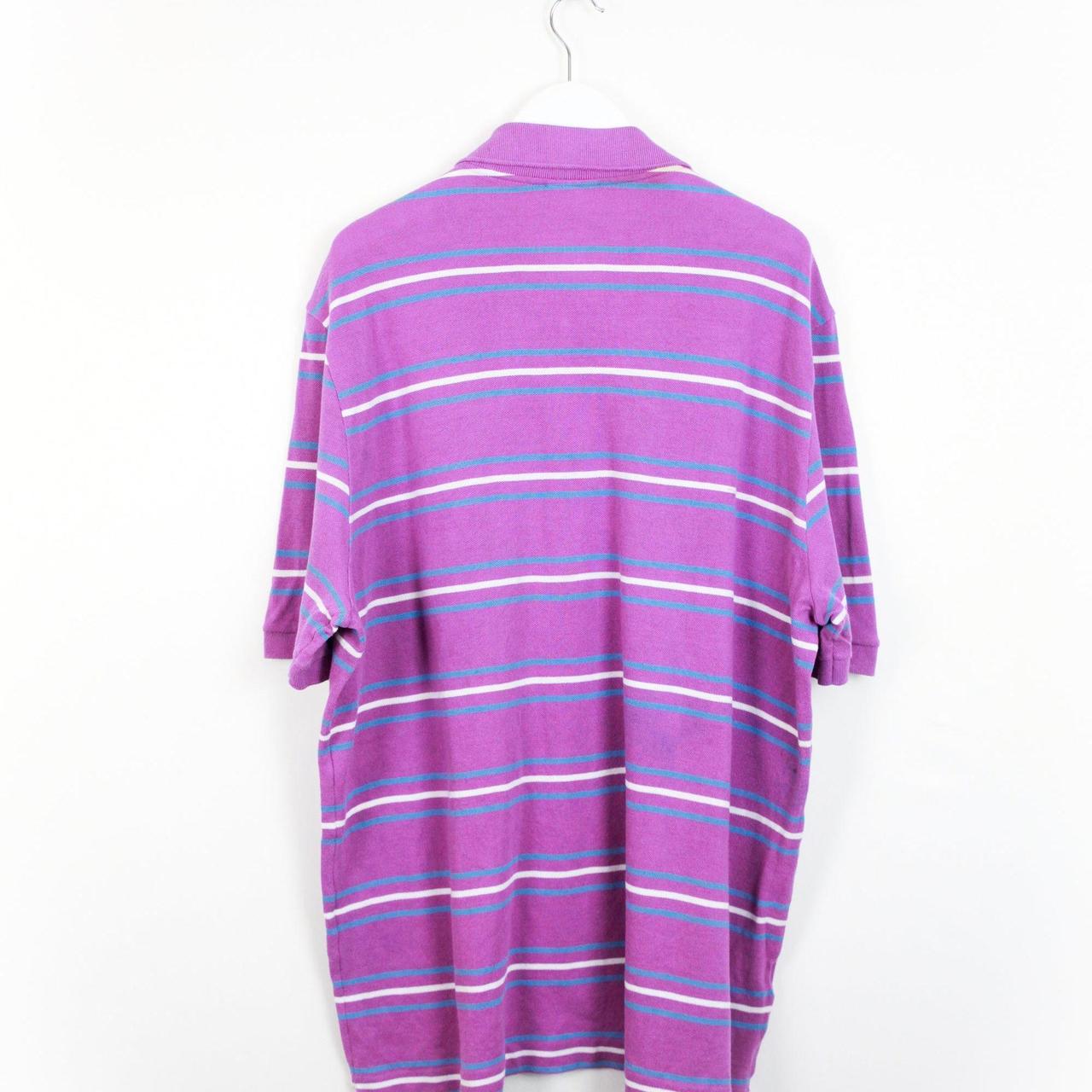 Lacoste Purple Striped Polo Shirt Depop