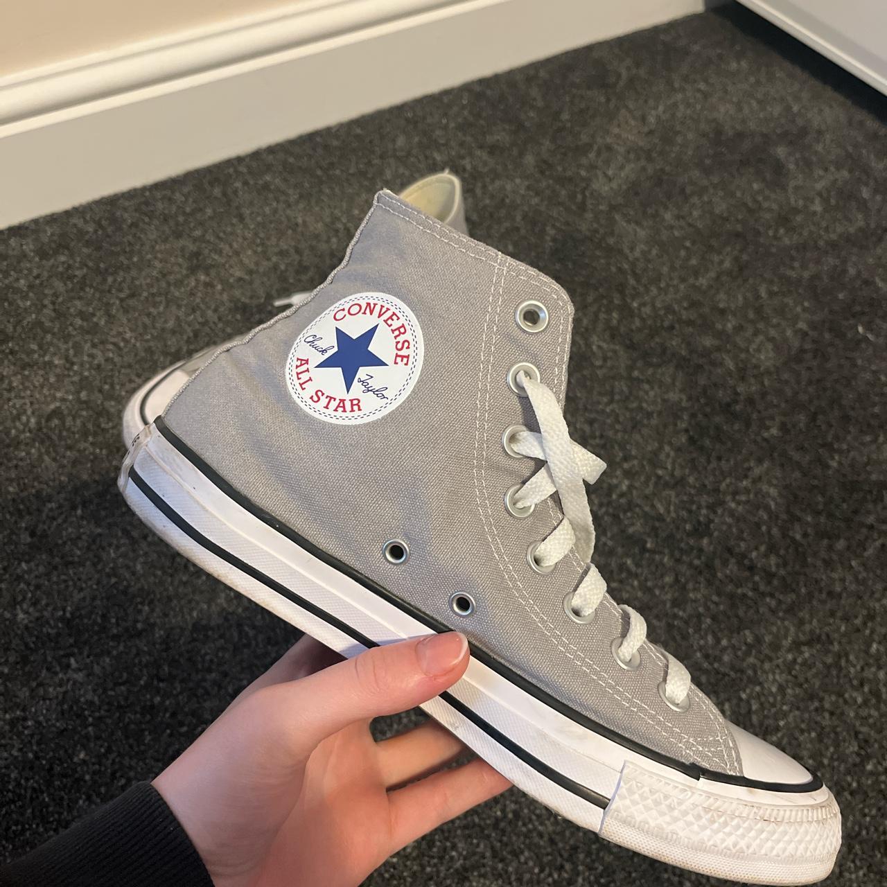 Grey high top converse worn once,so near enough... - Depop