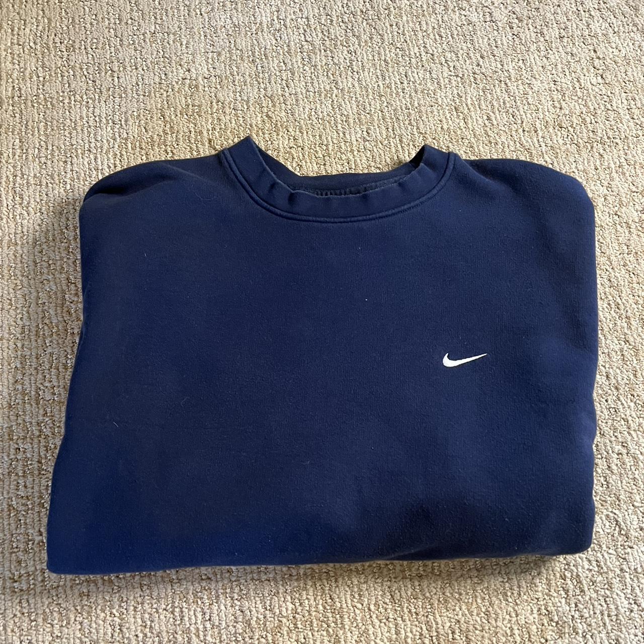 Nike 00’s Vintage longsleeve Navy Crewneck Size Large - Depop